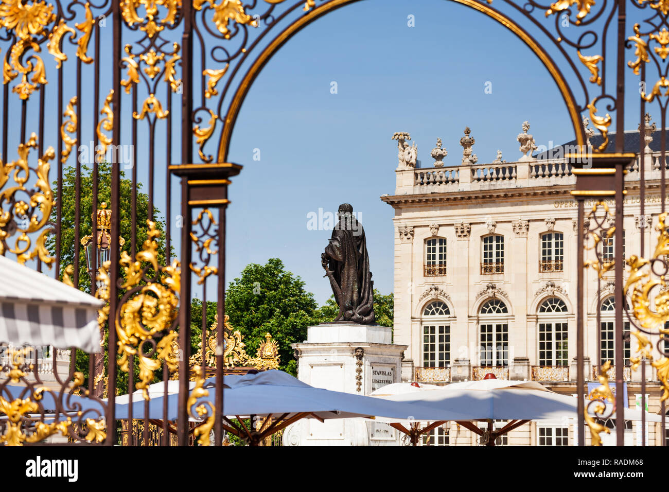 View on the Place Stanislas through gates Stock Photo - Alamy