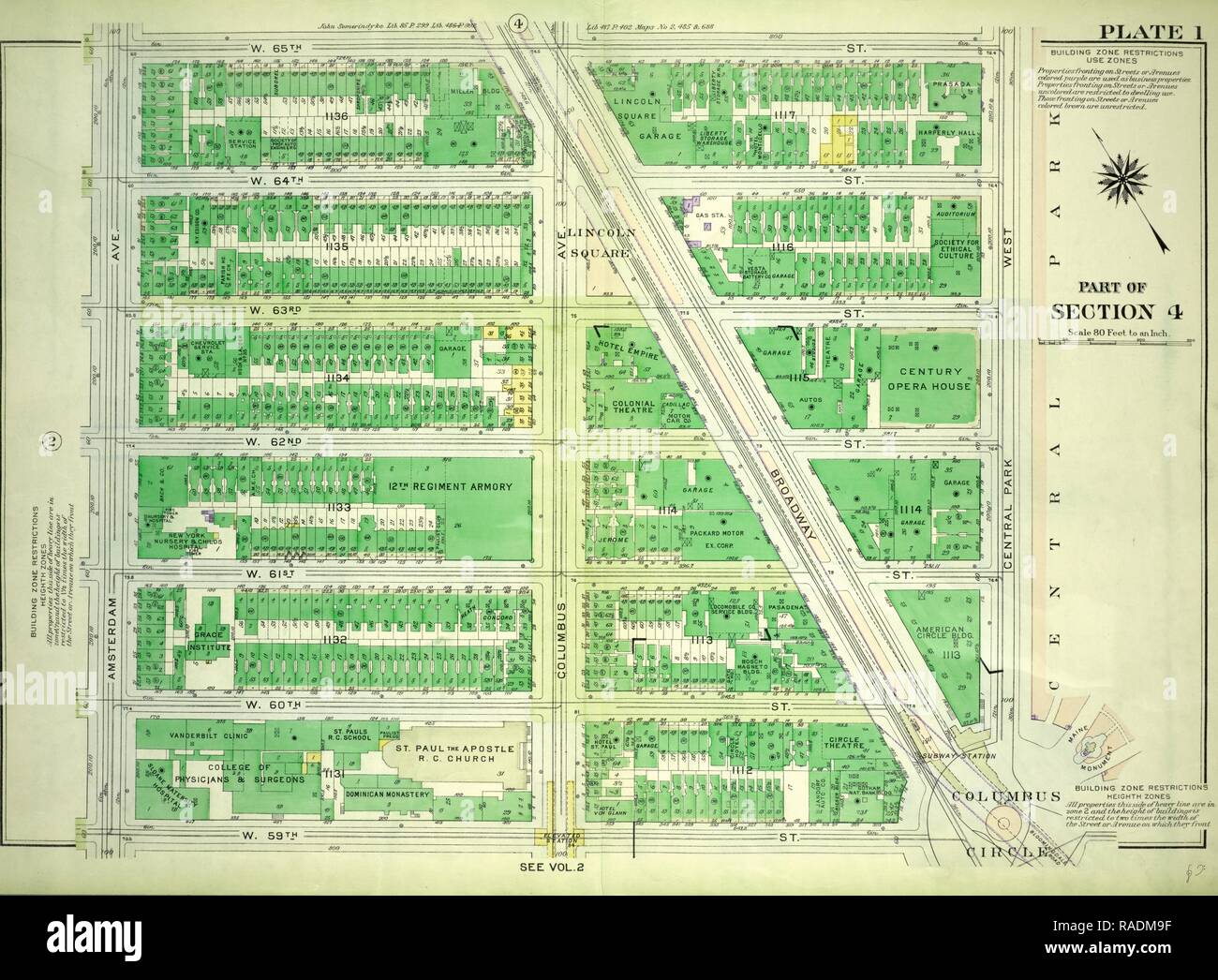 Plate 1, Part of Section 4: Bounded by W. 65th Street, Central Park ...
