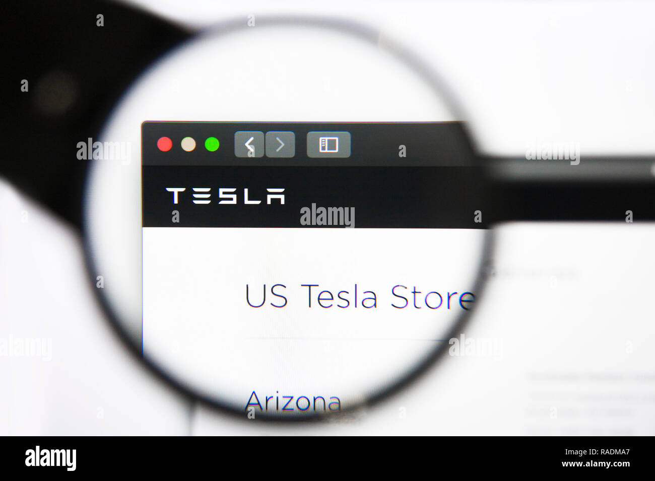 Los Angeles, California, USA - 27 December 2018: TESLA website homepage ...