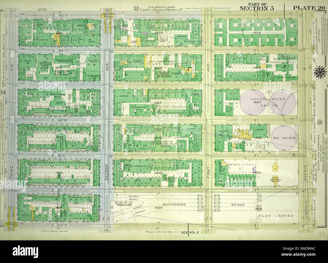 Plate 20, Part of Section 5: Bounded by E. 65th Street, Avenue A, E ...