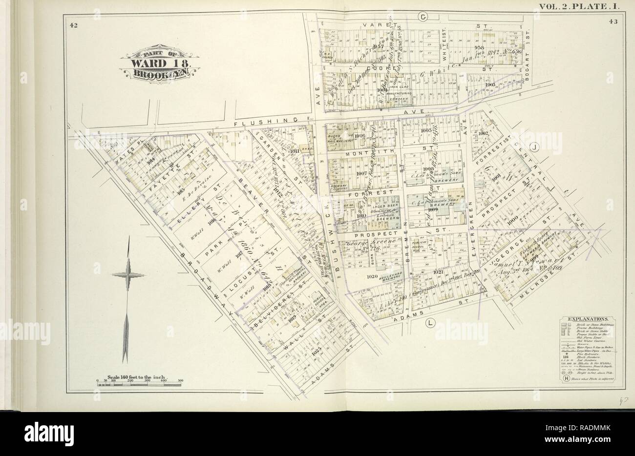 Vintage map of flushing hi-res stock photography and images - Alamy