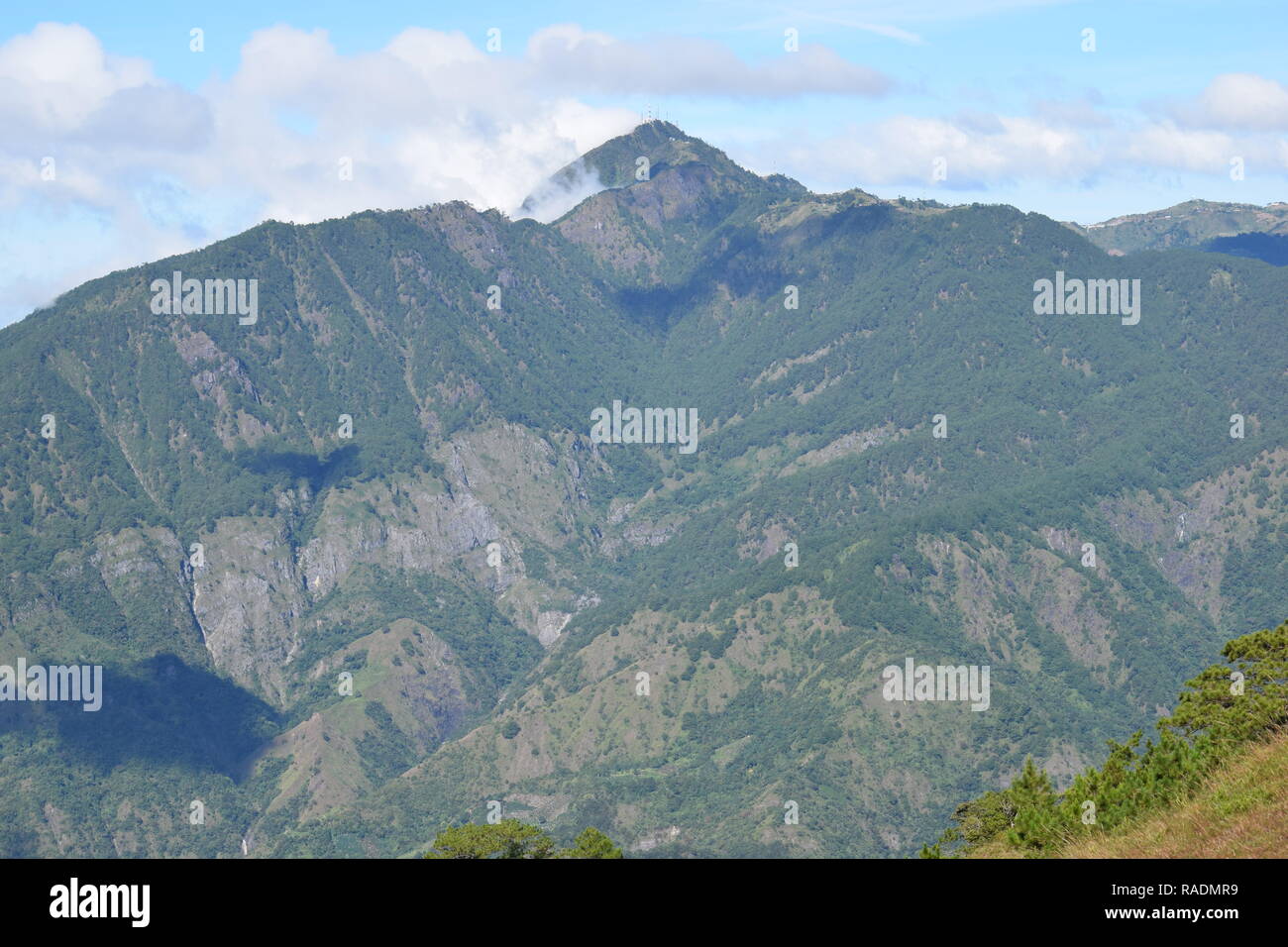 Communication and broadcasting equipment mounted on the summit of Mount ...