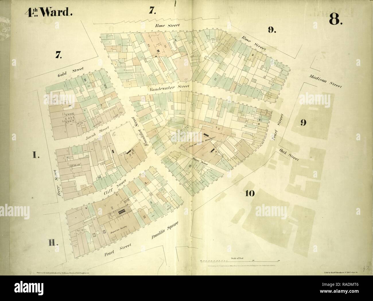 4th Ward. Plate 8: Map bounded by Gold Street, Frankfort Street, Rose ...