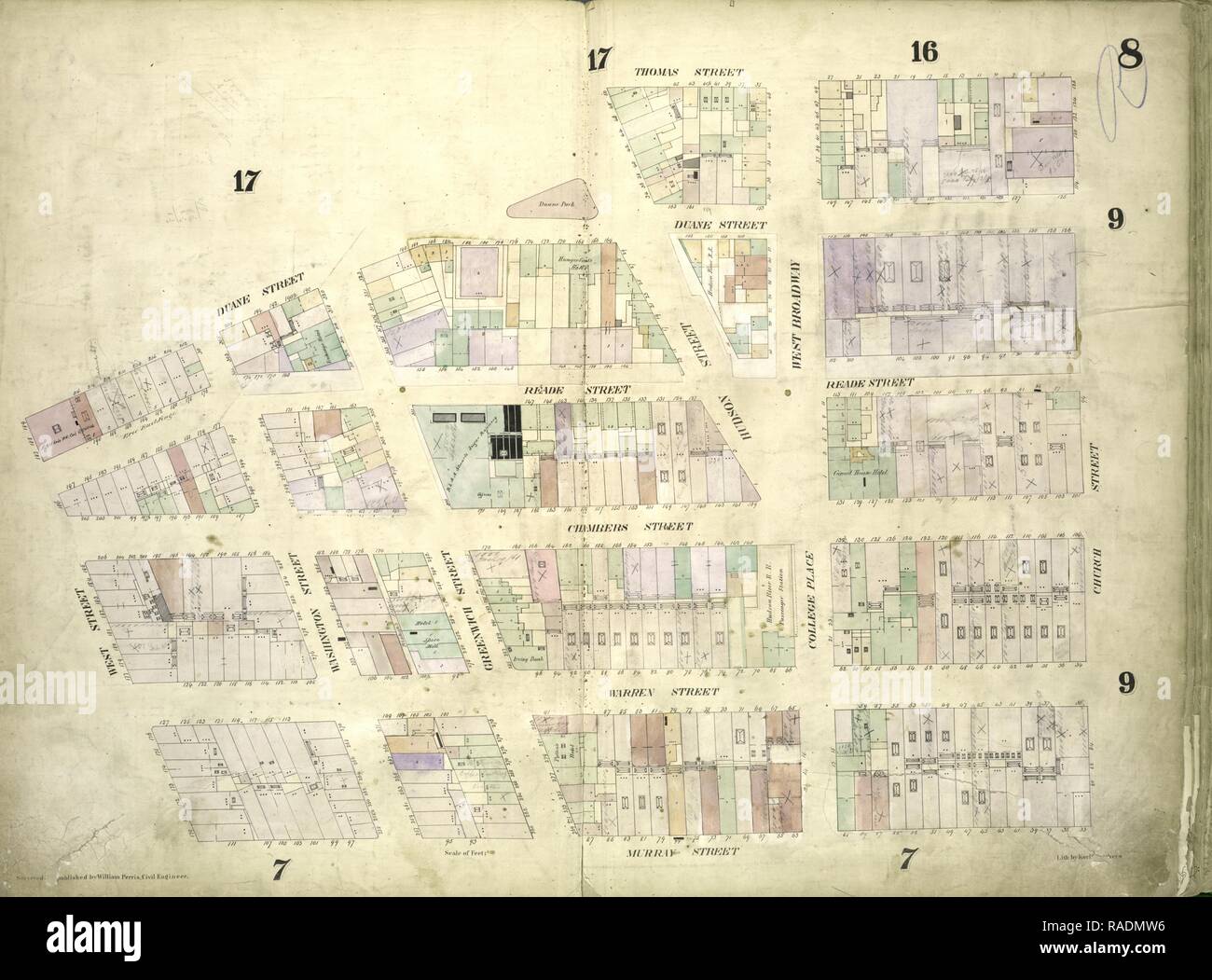 Plate 8: Map bounded by Duane Street, Thomas Street, Church Street ...