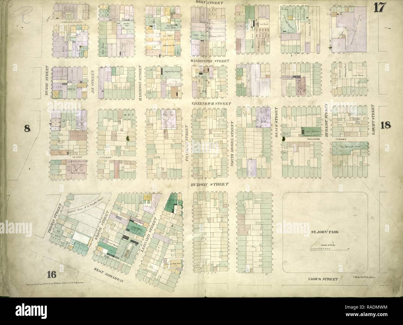Plate 17: Map bounded by West Street, Laight Street, Varick Street ...