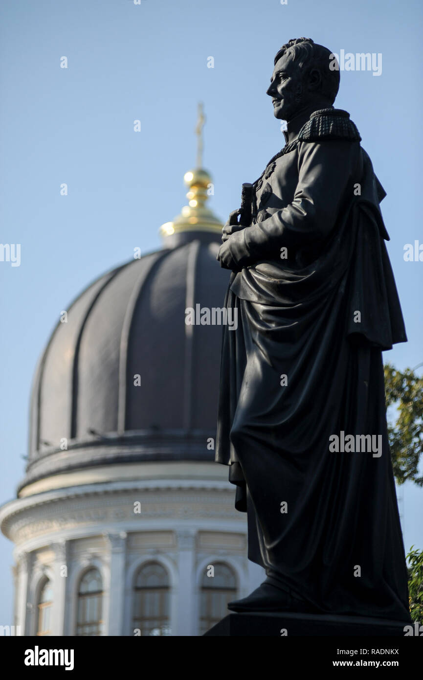 Monument to Mikhail Vorontsov built 1863 and Saviour's Transfiguration ...