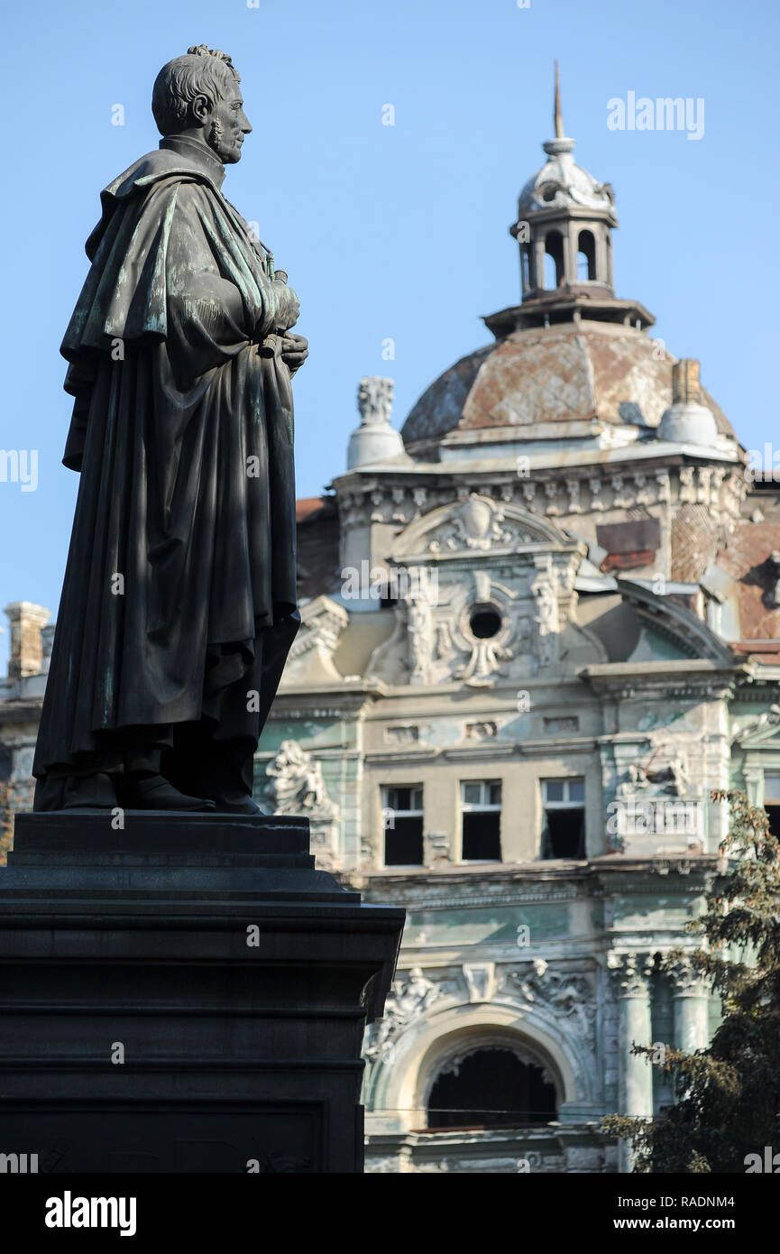 Monument to Mikhail Vorontsov built 1863 on Sobor Square and Russov ...