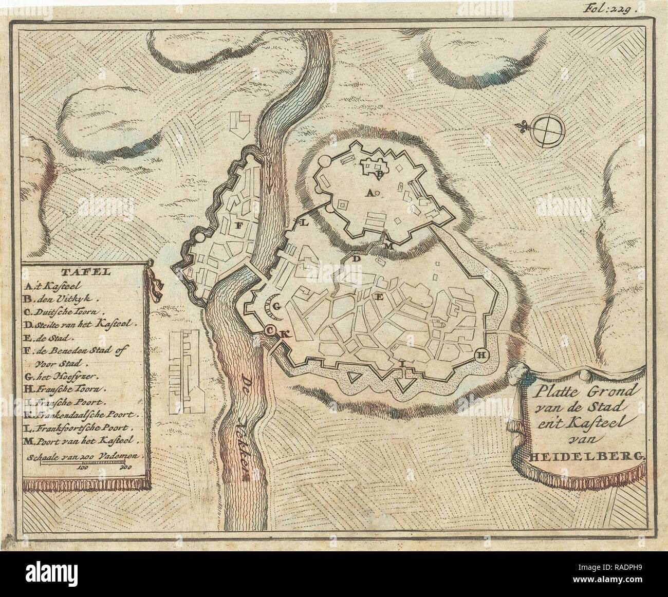 Map of Heidelberg Germany, Jan Luyken, Timotheus ten Hoorn, 169 ...