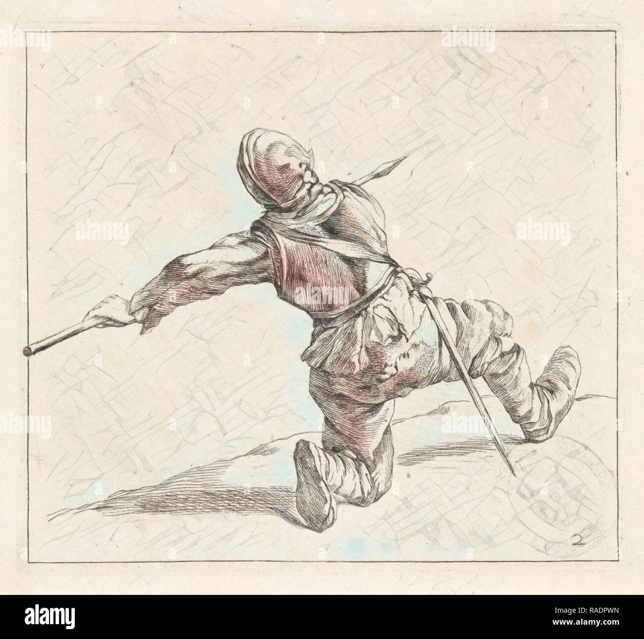 A soldier who fought with a peak, a sort of long lance with a length of ...