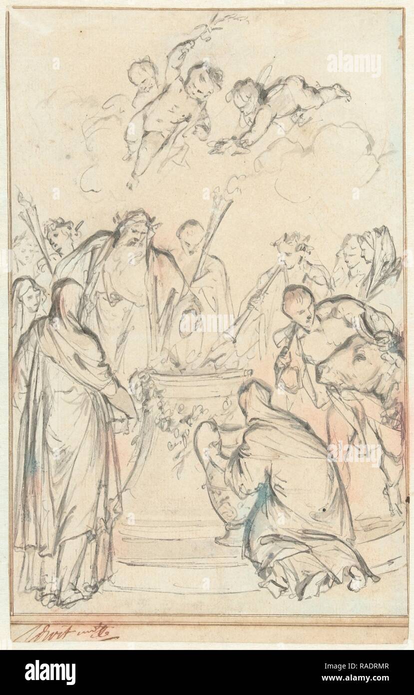 Pagan priests sacrificed on an altar, Jacob de Wit, c. 1705 - c. 175 ...