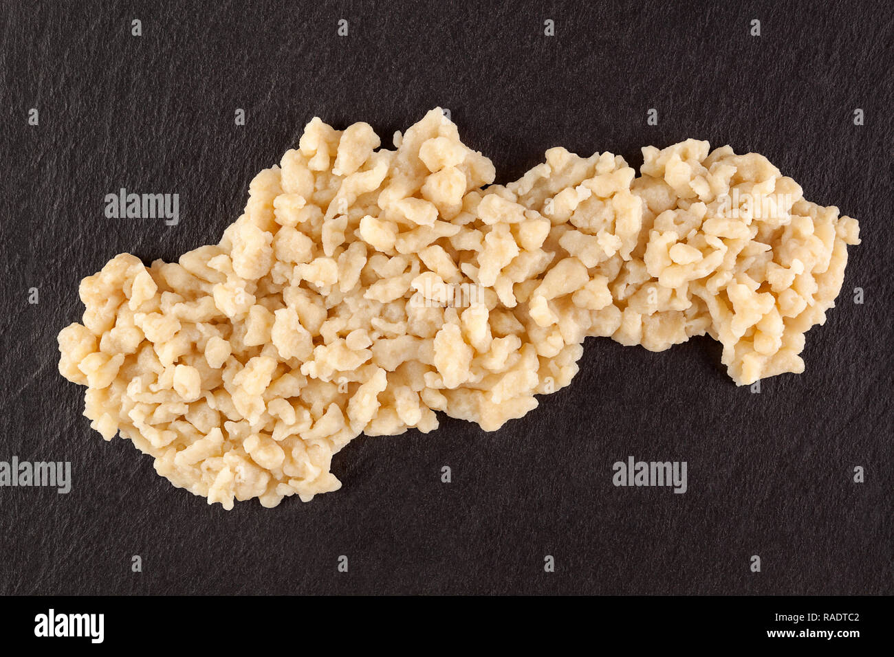 Traditional Slovak food bryndzove halusky in the shape of Slovak ...