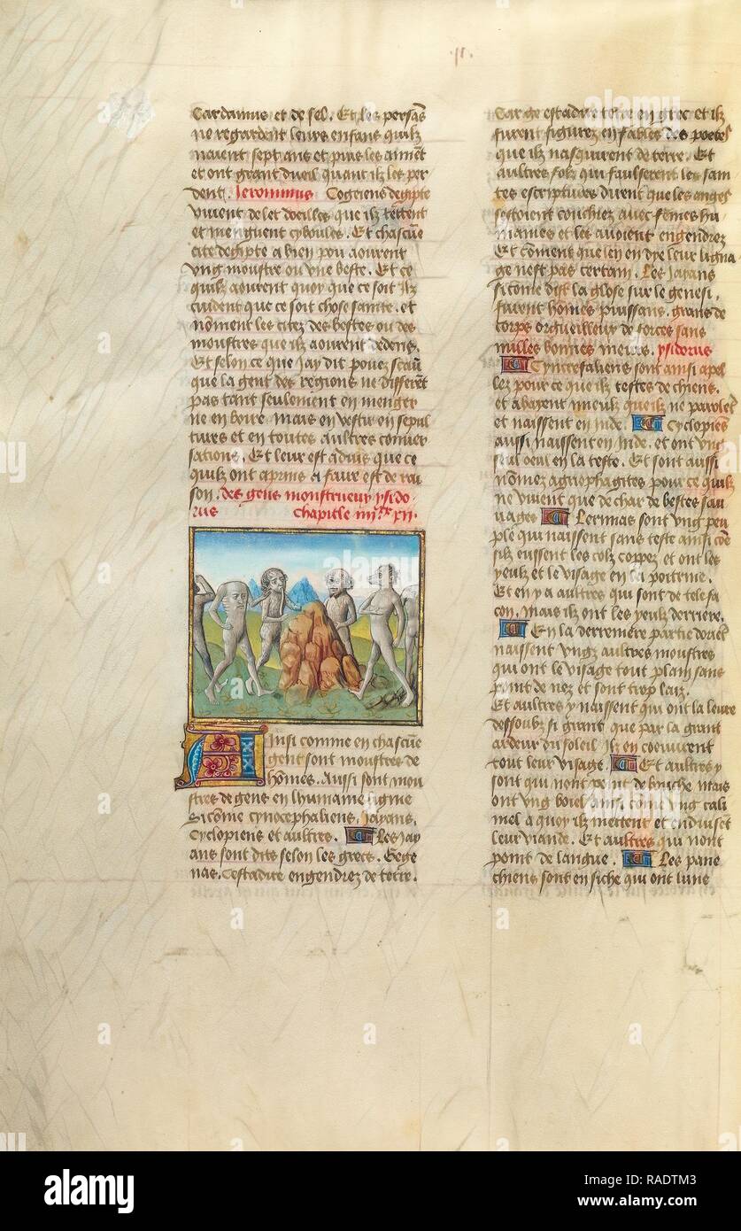 Akephalos and Kynokephalos, Ghent, Belgium, about 1475, Tempera colors ...