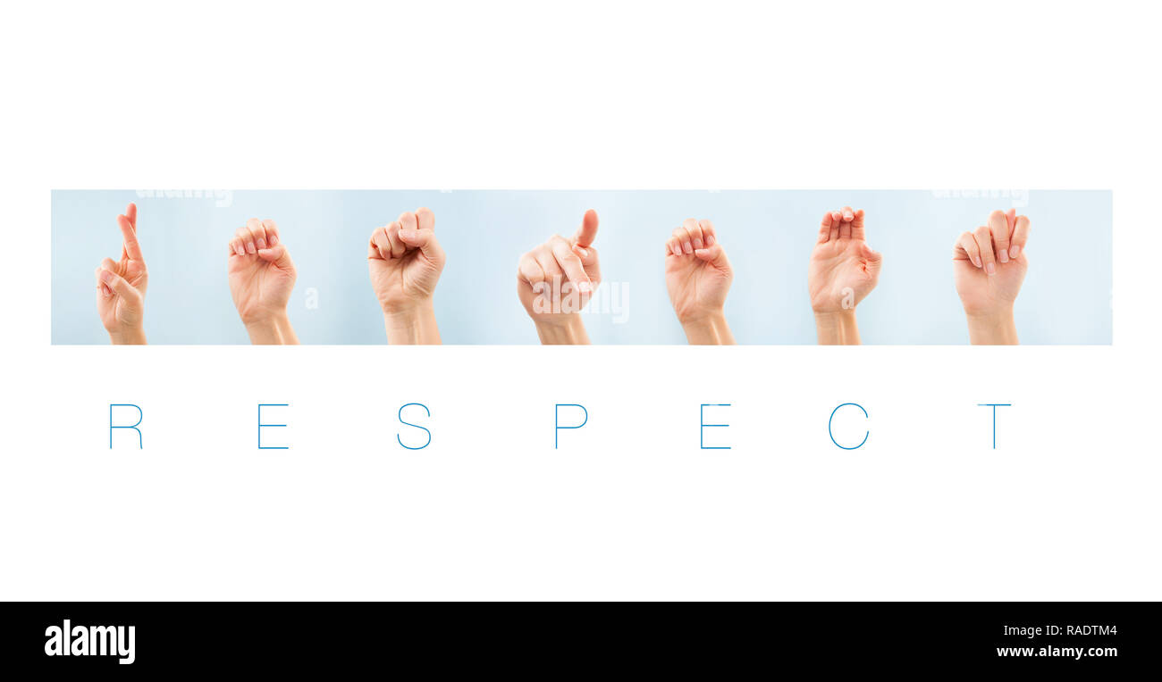 Respect word in american sign language for deaf mute people. Nonverbal ...