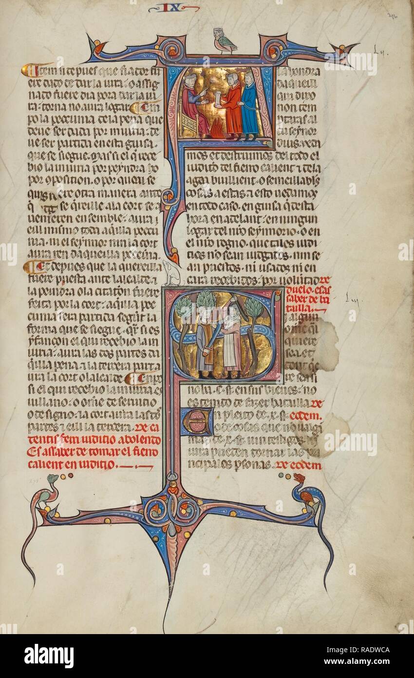 Initial A: Two Men before a Judge, Initial S: Two Men Fighting with a ...