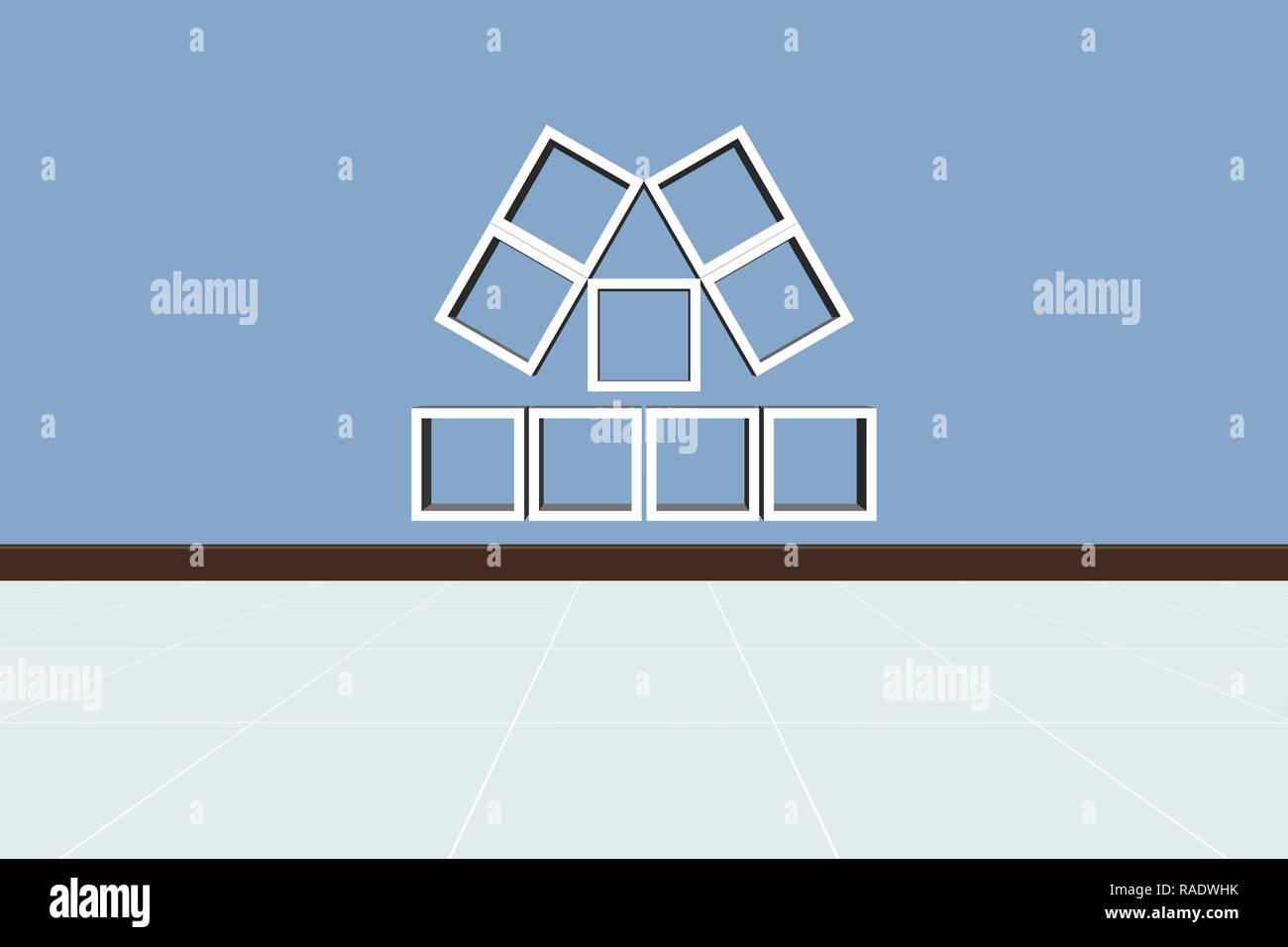 Interior design wall and floor, modern creative shelves template for ...