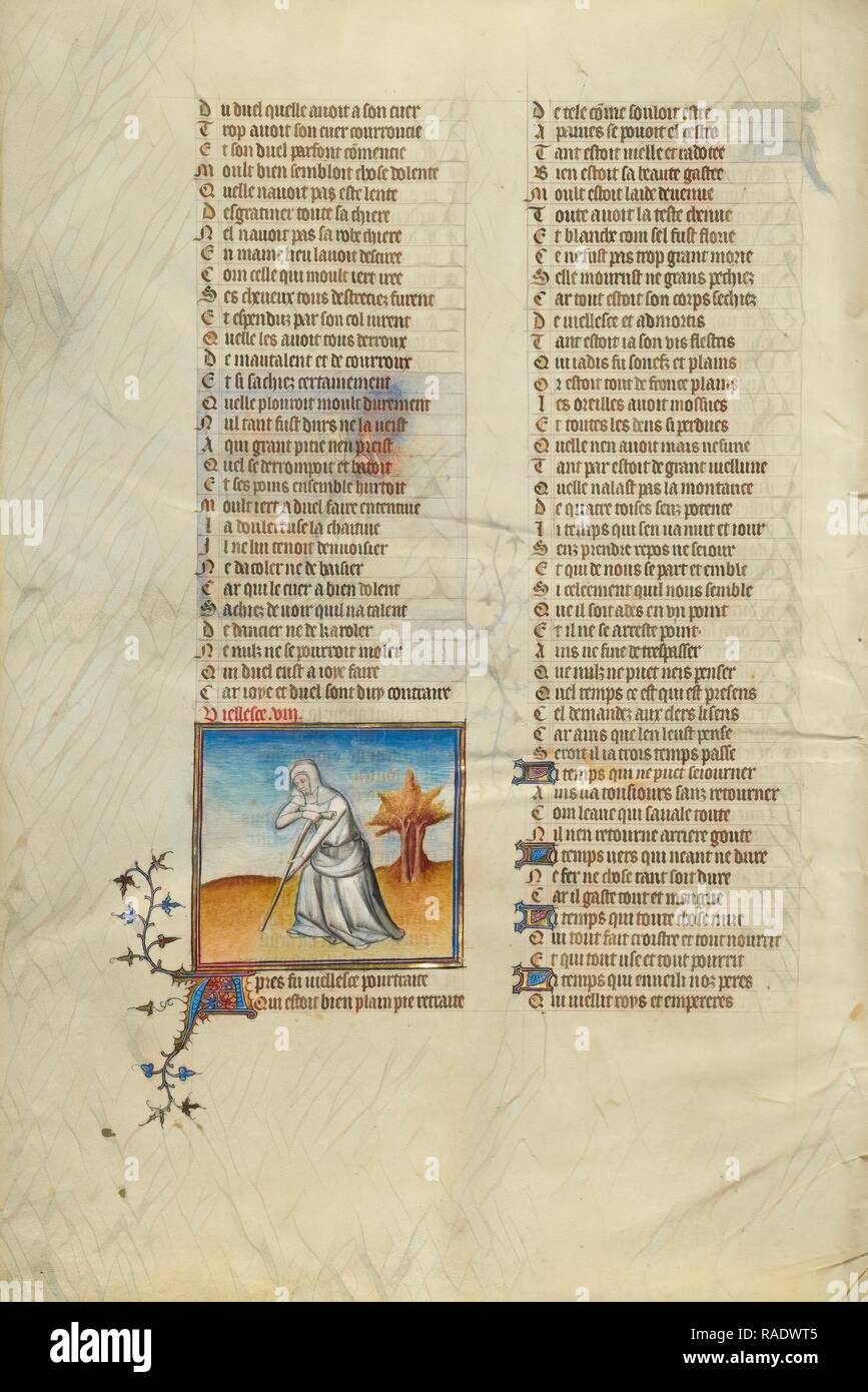 Female Personification of Old Age, Paris, France, about 1405, Tempera ...