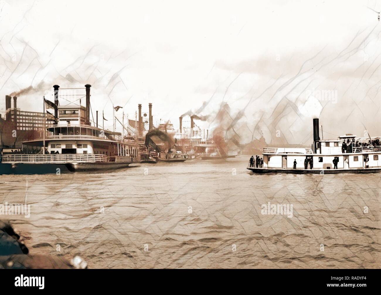 Steamboats along the levee, New Orleans, Rivers, Steamboats, Levees ...