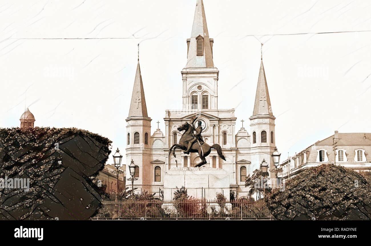 The Jackson Monument and St. Louis Cathedral, Jackson, William Henry ...
