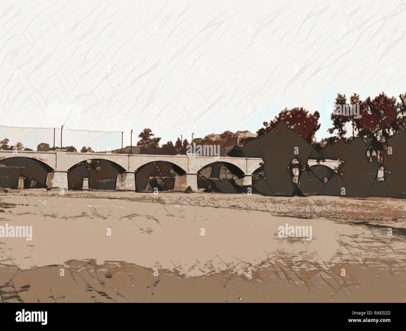 Railroad bridge and arched bridge over river, Bridges, Railroad bridges ...