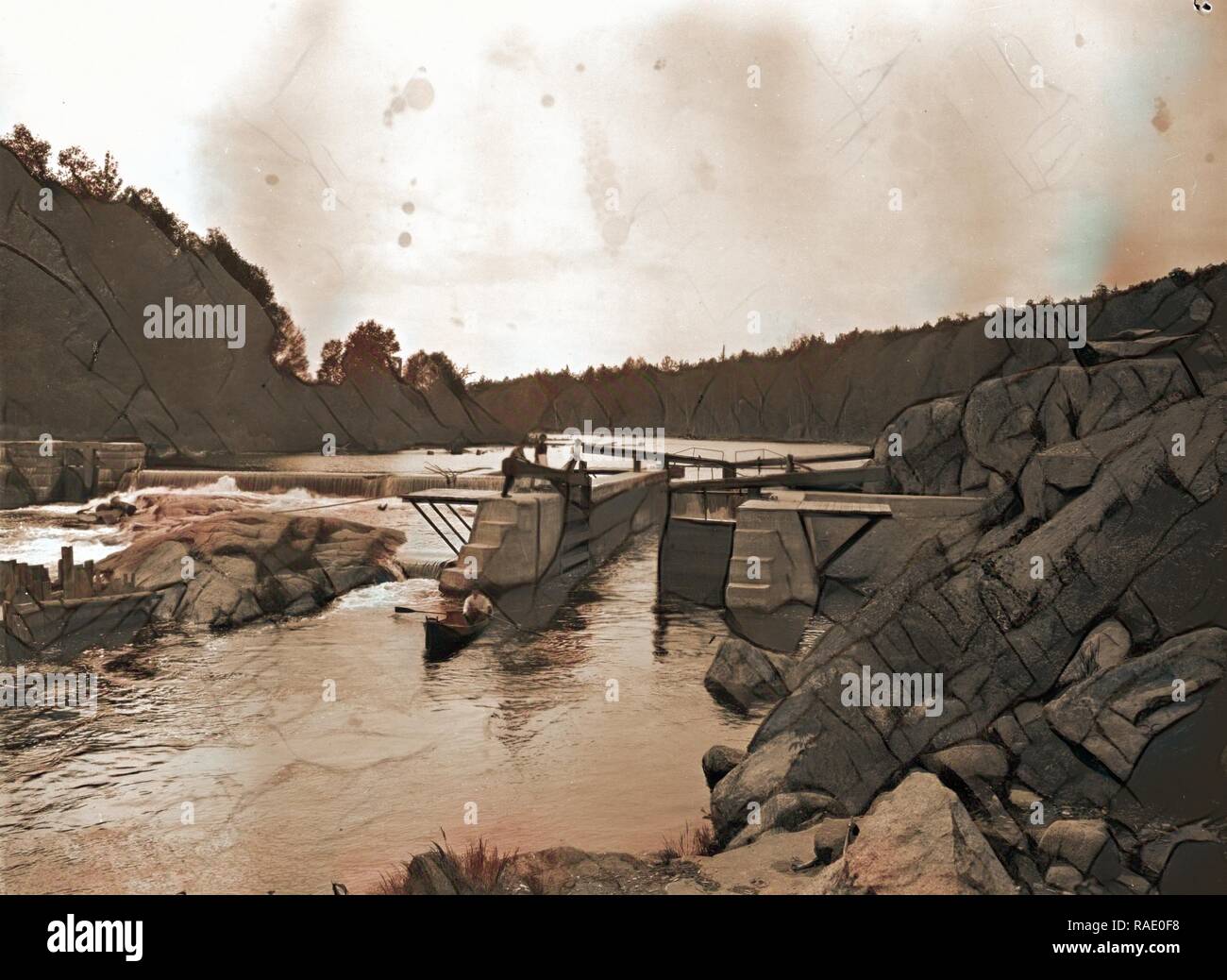 Saranac River dam and lock, Adirondack Mtns, N.Y, Jackson, William ...