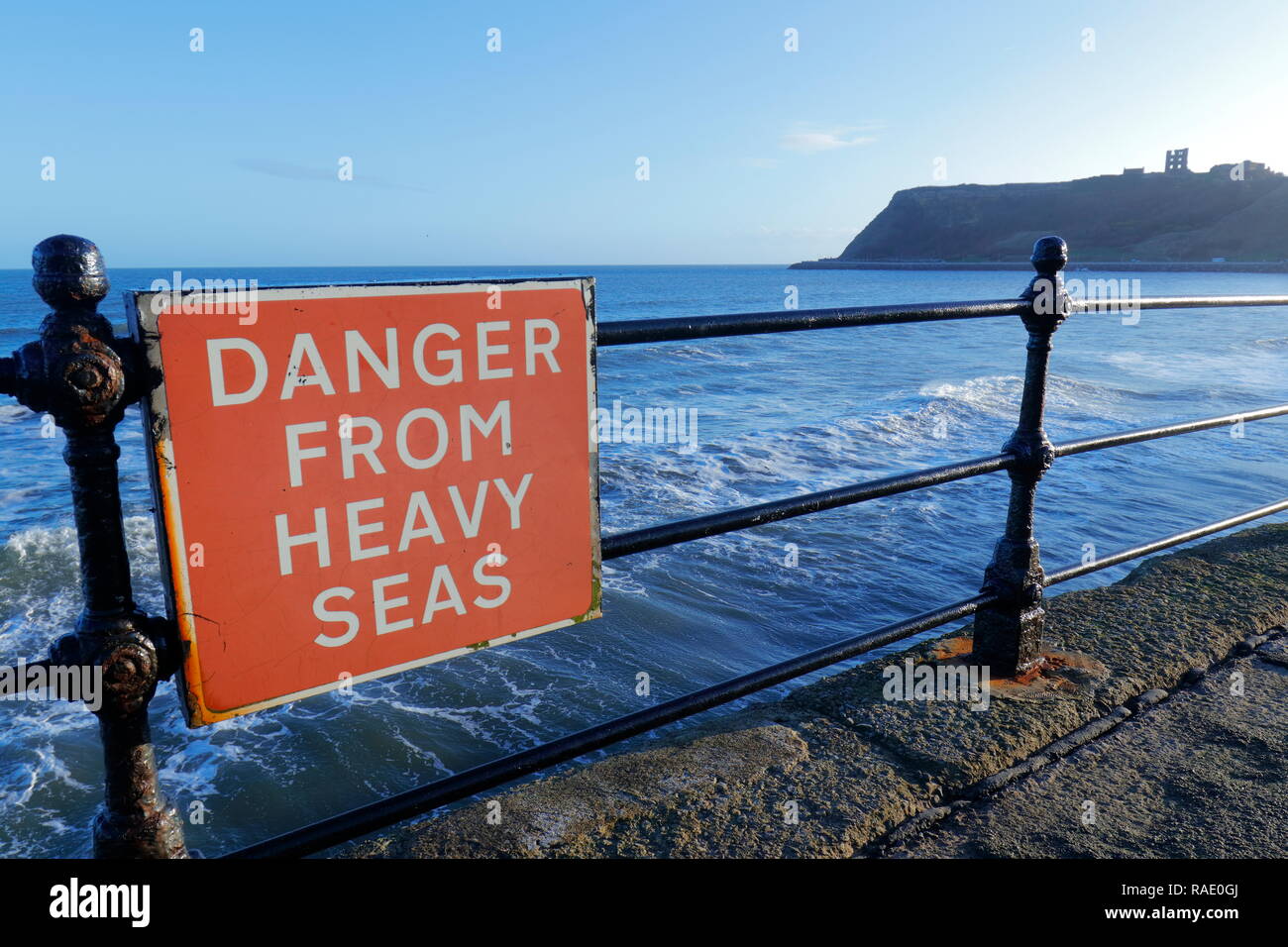 Signs to warn tourists and visitors the dangers of heavy seas in ...