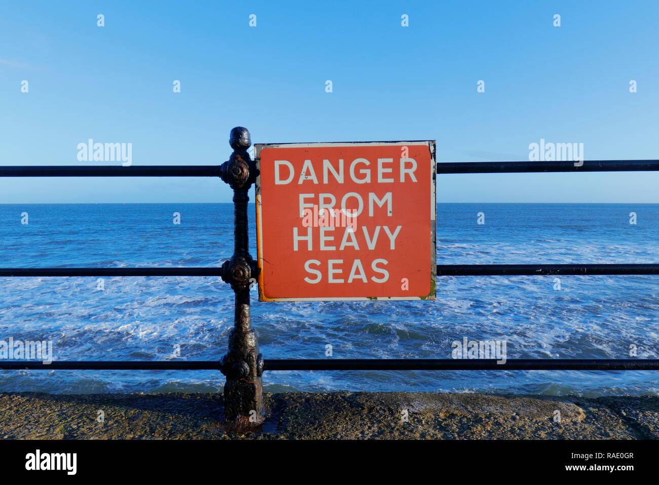 Signs to warn tourists and visitors the dangers of heavy seas in ...