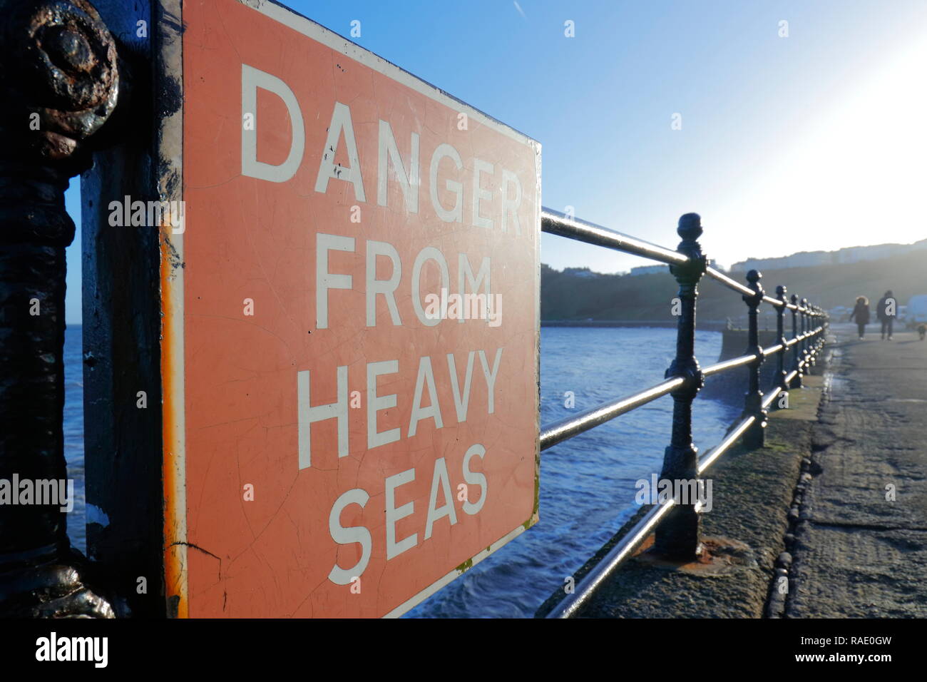 Signs to warn tourists and visitors the dangers of heavy seas in ...
