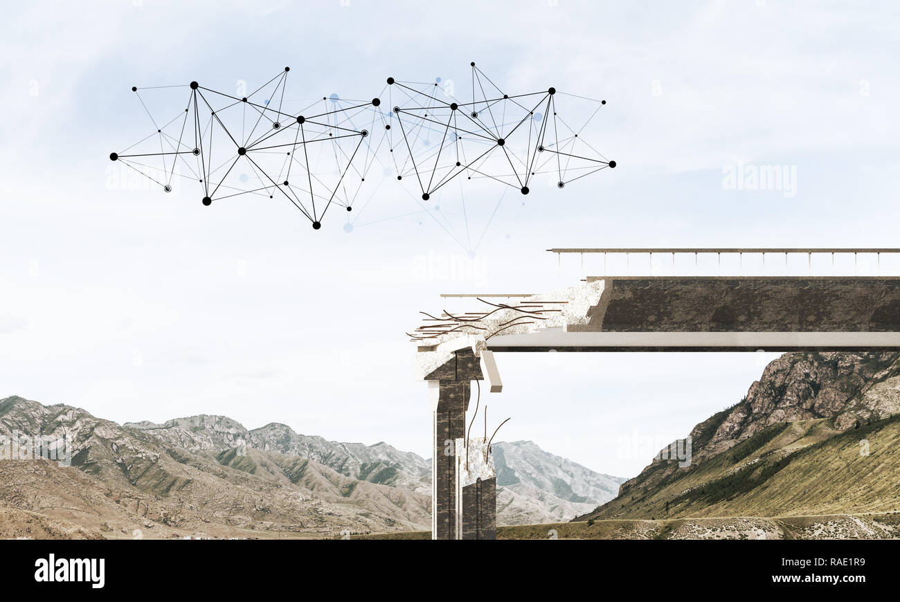 Damaged stone bridge as idea for problem and social connection concept ...