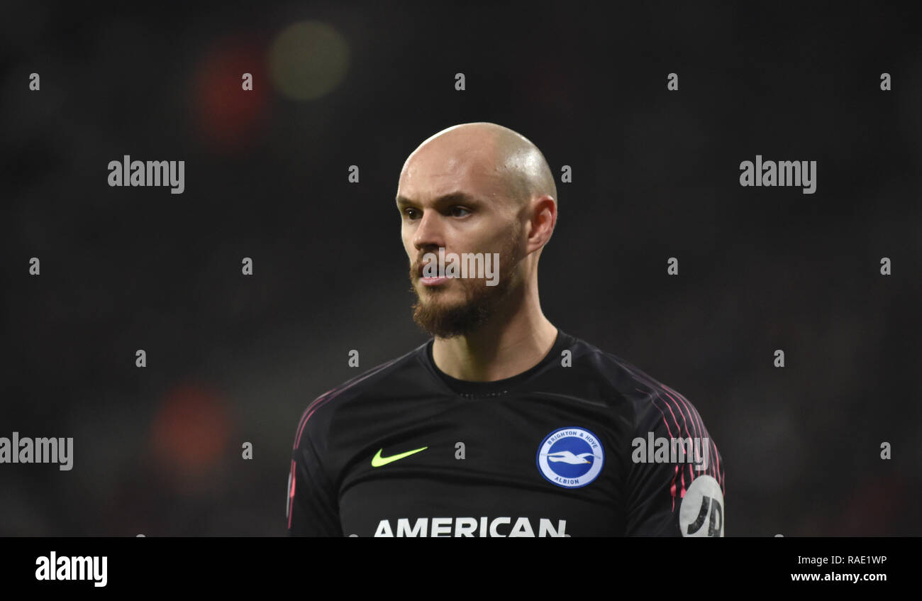 David Button of Brighton during the Premier League match between West ...