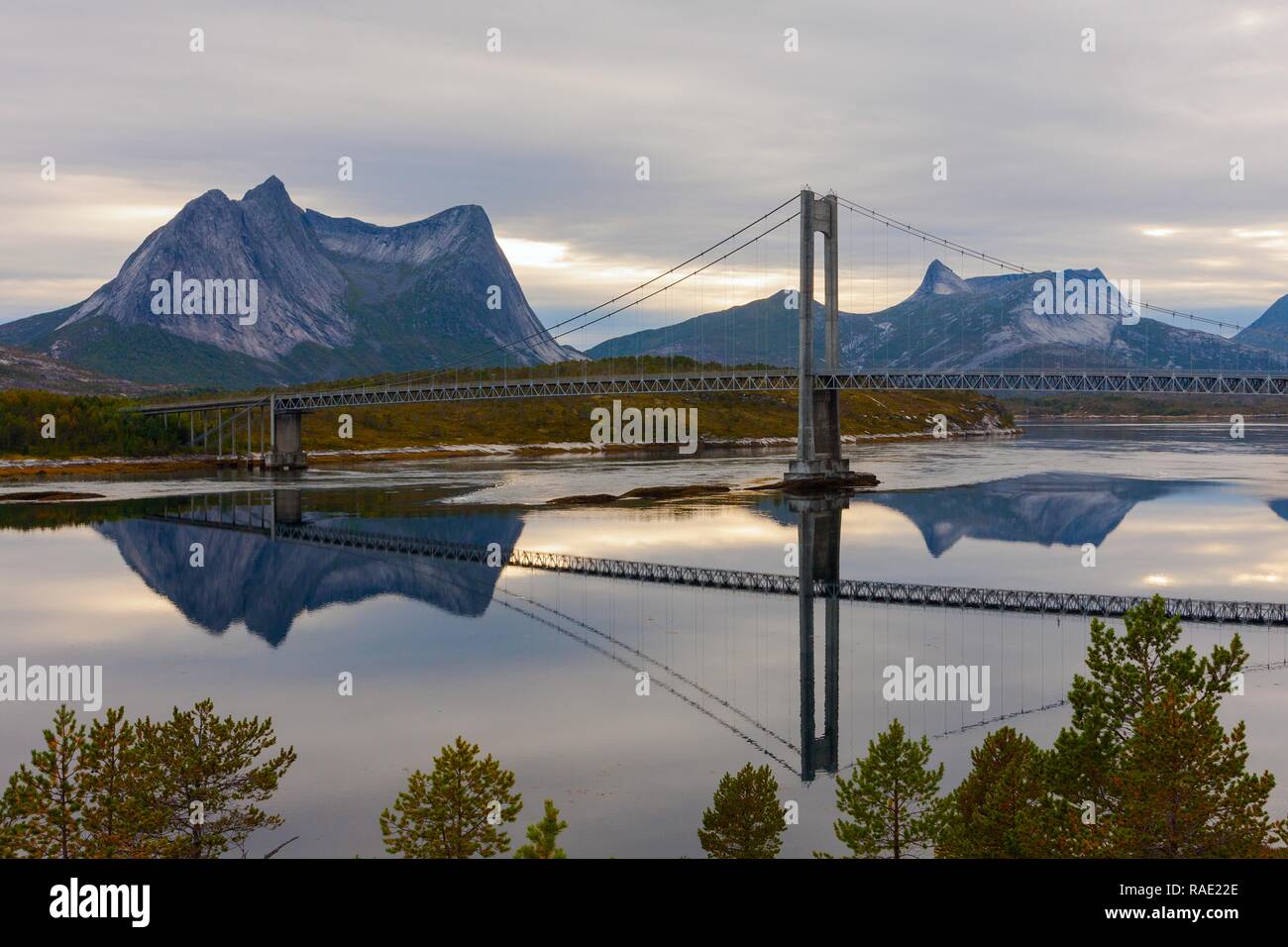 suspension bridge at the Senja island, Norway Stock Photo - Alamy