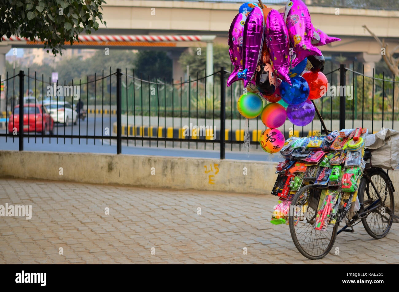 Balloon sellers bicycle hi-res stock photography and images - Alamy