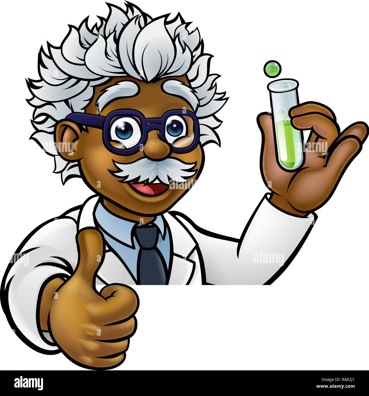 Cartoon Scientist Holding Test Tube Thumbs Up Stock Vector Image & Art ...