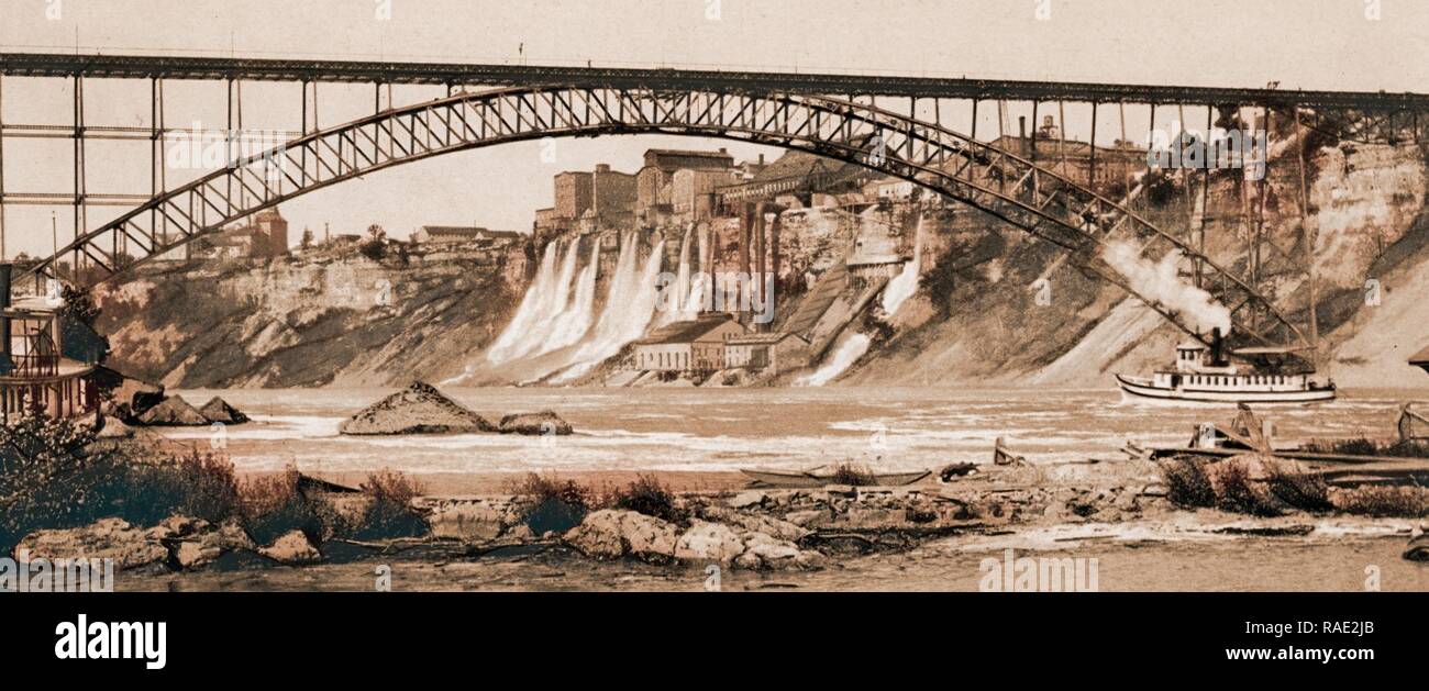 Niagara, mills and Grand Trunk i.e. Upper Steel Arch Bridge, Railroad ...