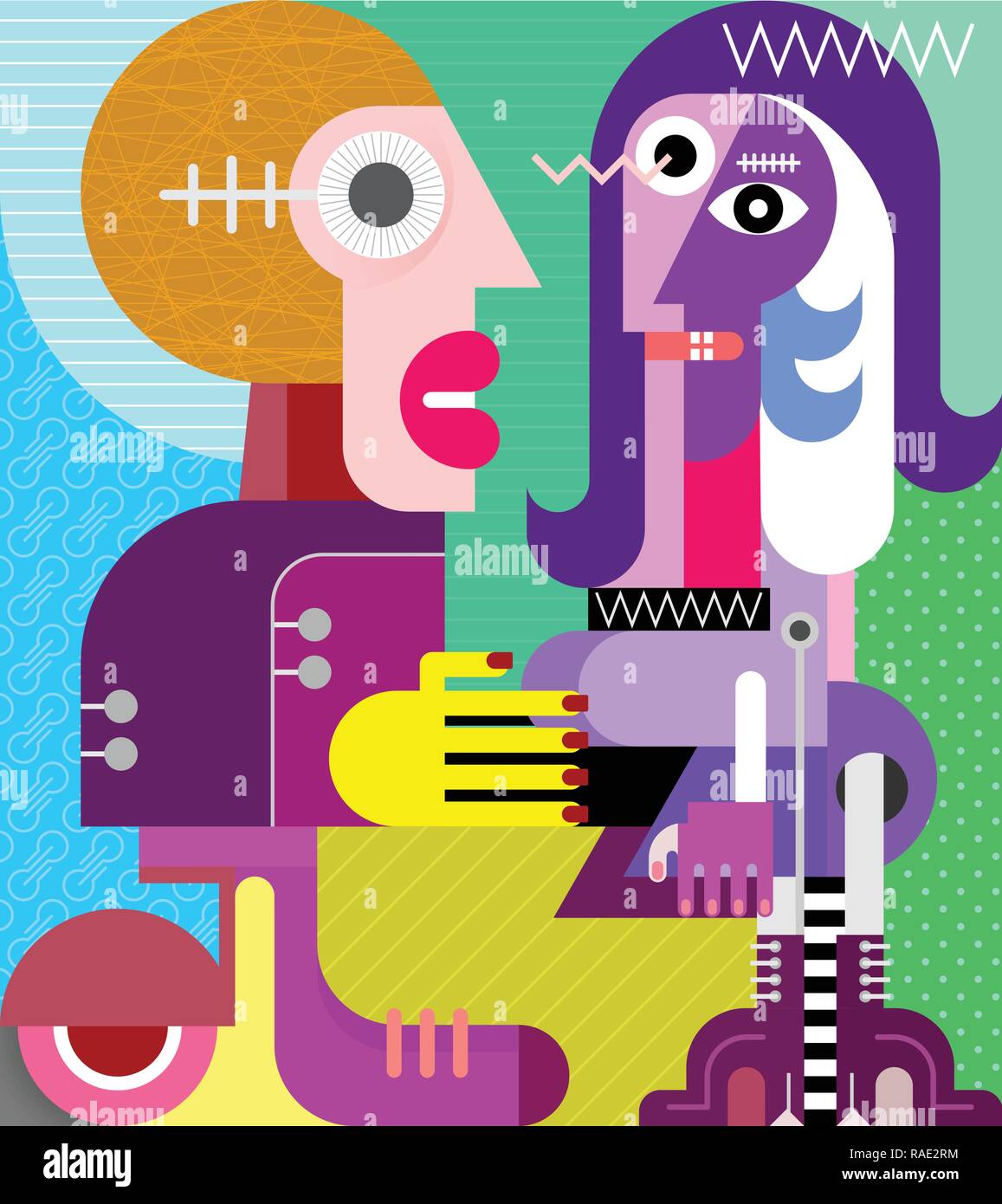 A man and a woman fine art painting. Adult couple vector illustration ...