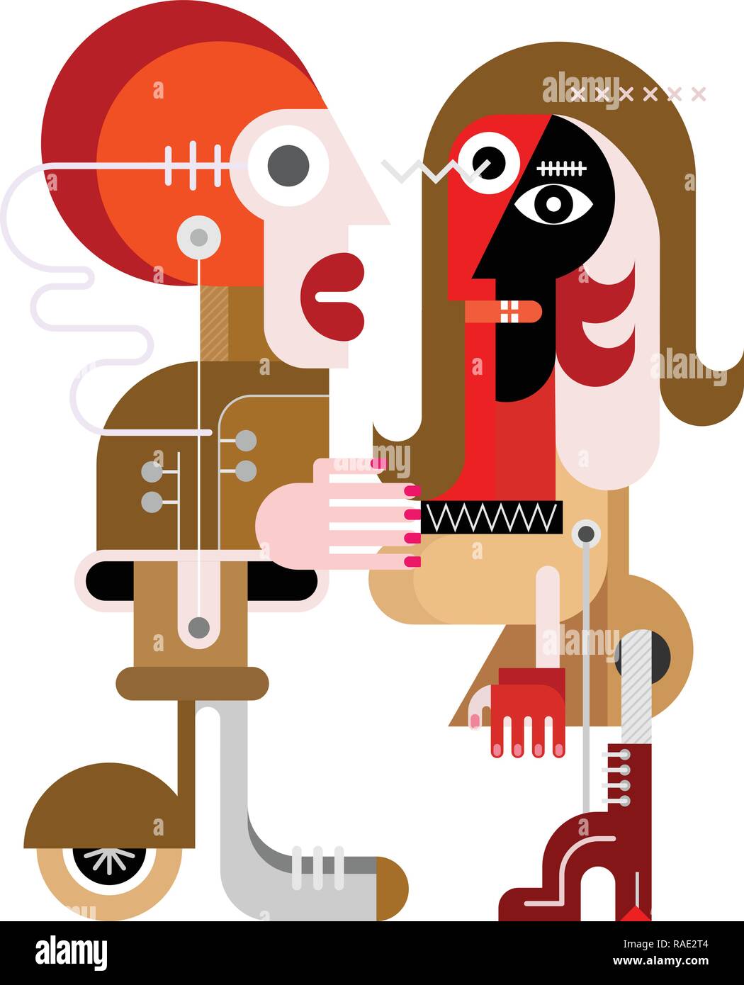 Colorful images isolated on a white background Mechanical People vector ...