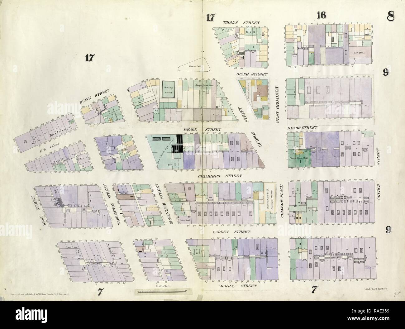 Plate 8: Map bounded by Duane Street, Hudson Street, Thomas Street ...