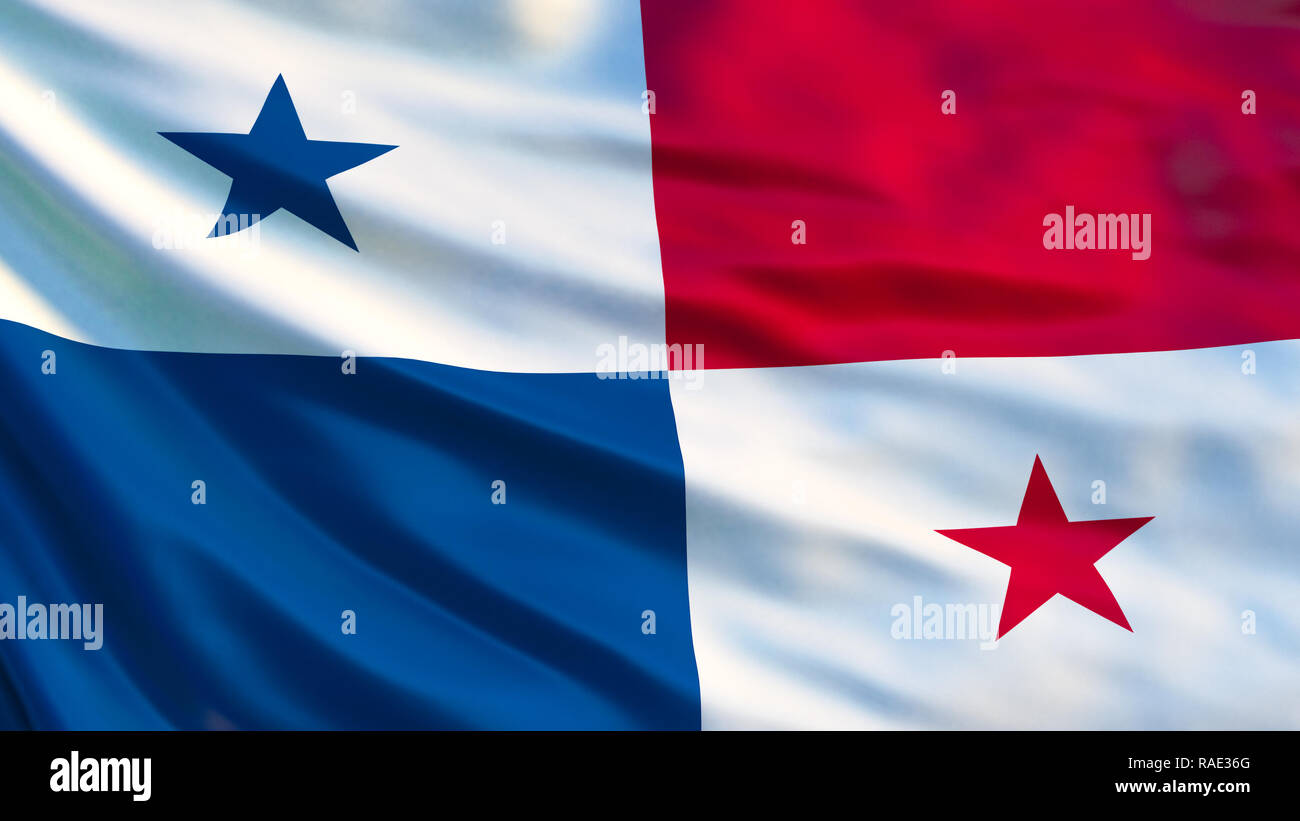 Panama flag. Waving flag of Panama 3d illustration. Panama City Stock ...
