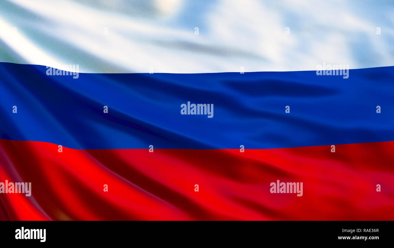Russia flag. Waving flag of Russia 3d illustration. Moscow Stock Photo ...