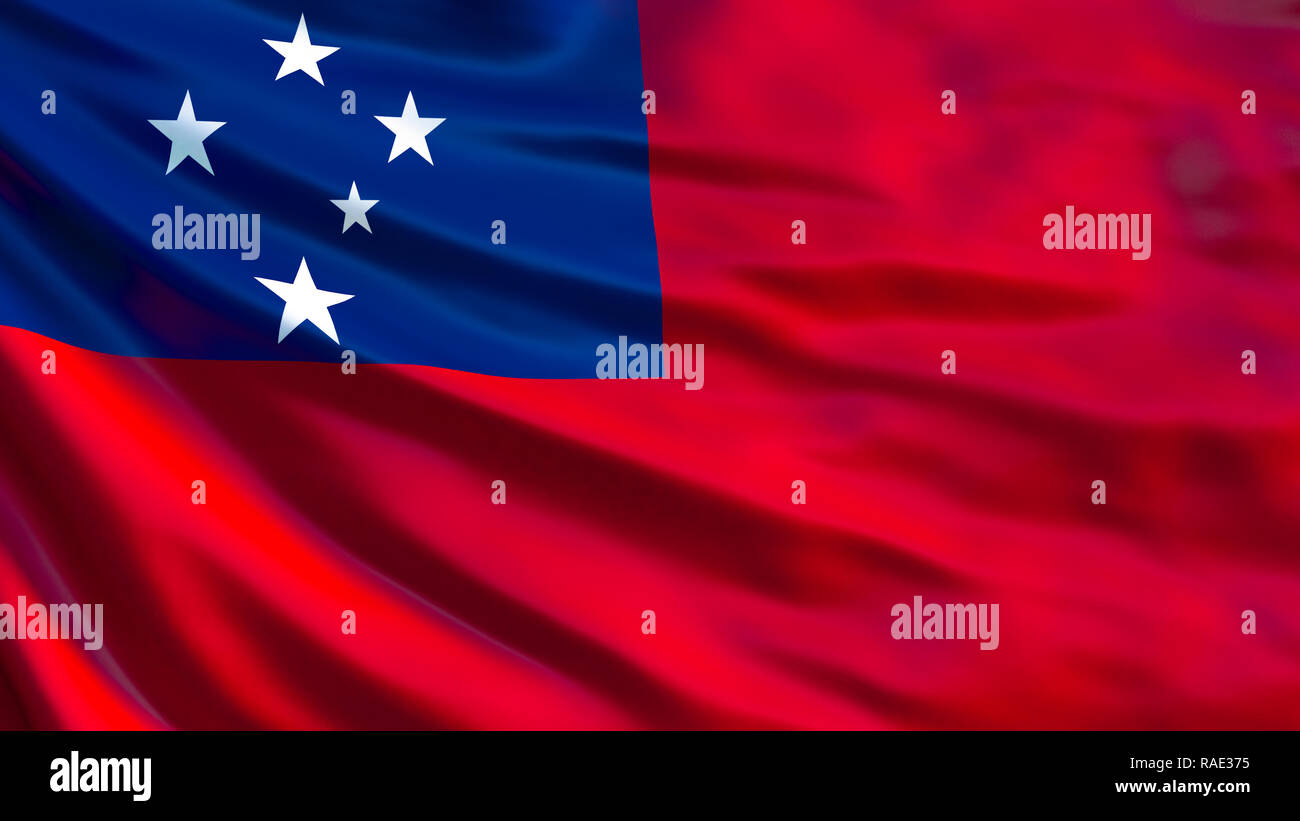 Samoa flag. Waving flag of Samoa 3d illustration. Apia Stock Photo - Alamy