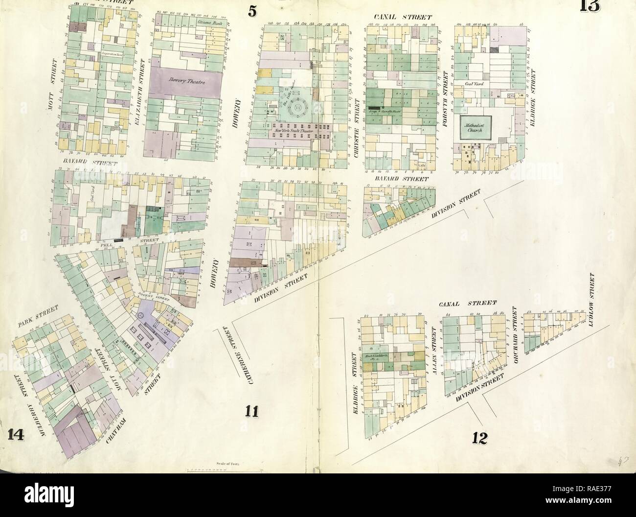 Plate 13: Map bounded by Canal Street, Division Street, Chatham Square ...