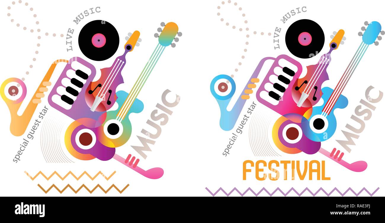 Two options of Music festival poster design. Vector illustration with ...
