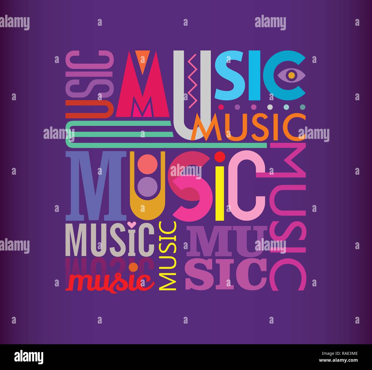 Colorful text design on a dark violet background Music vector ...