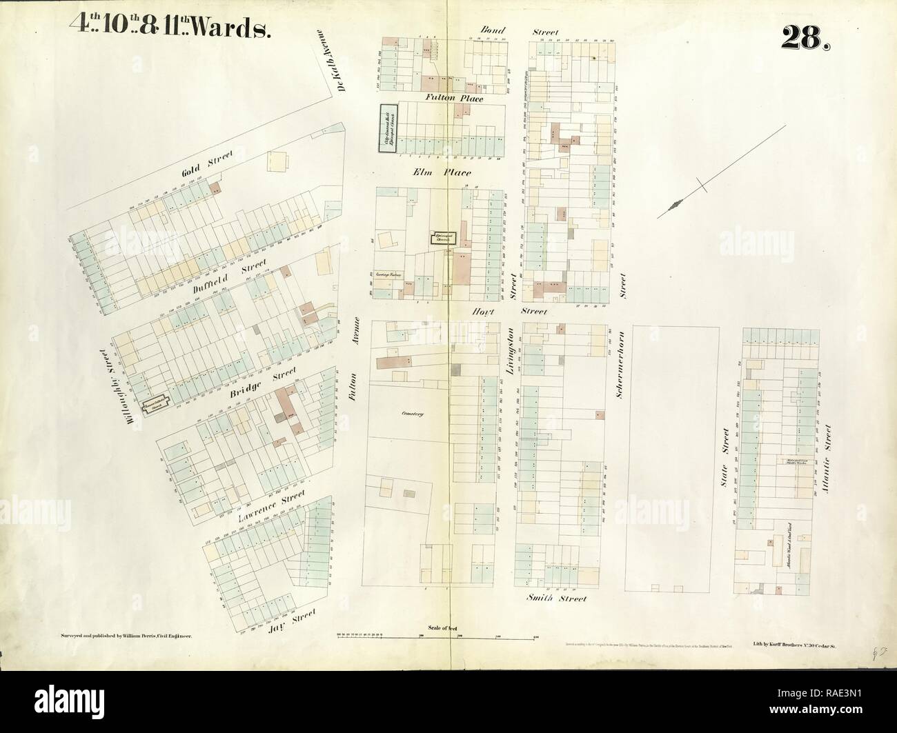 Plate 28: Map bounded by Willoughby Street, Gold Street, Fulton Avenue ...