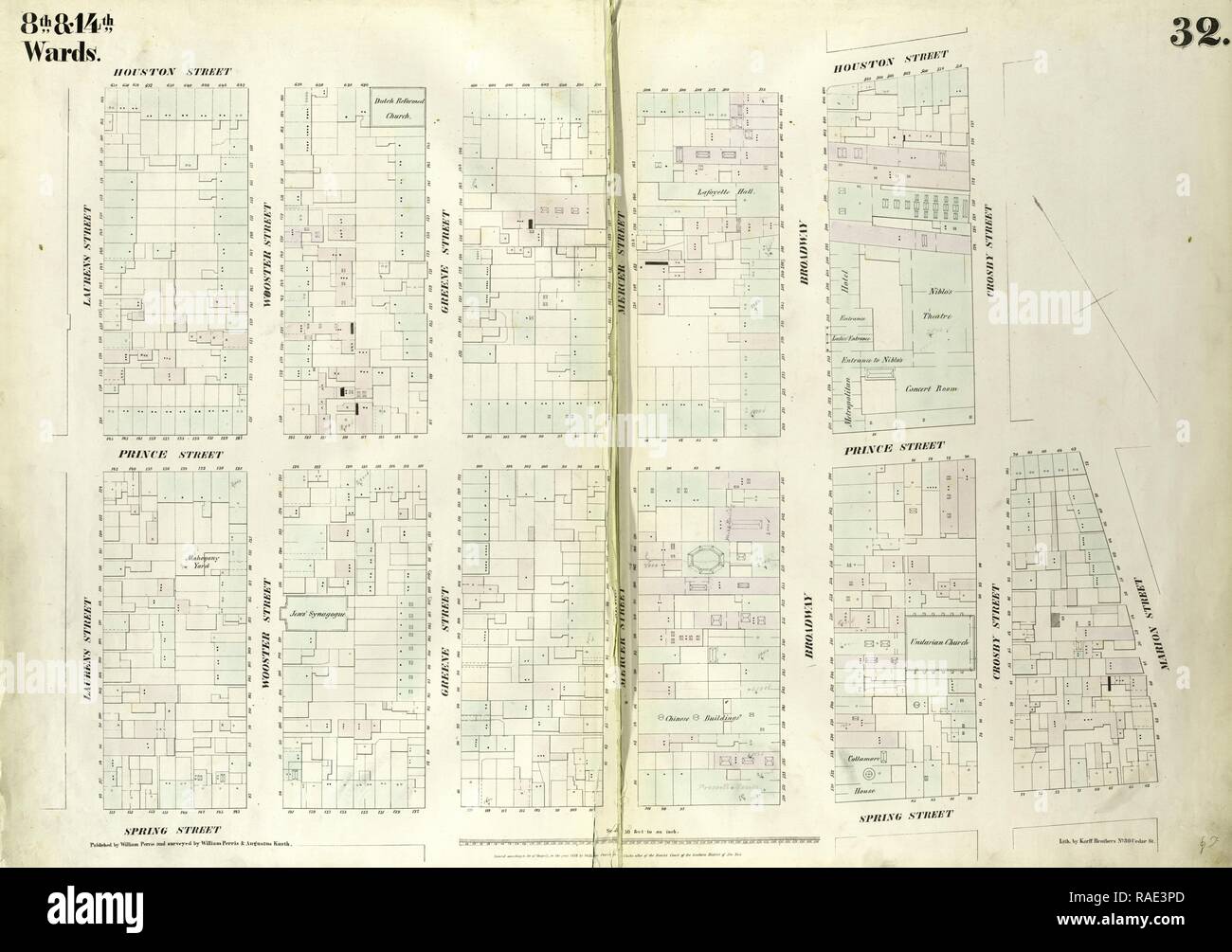 Plate 32: Map bounded by Houston Street, Crosby Street, Prince Street ...