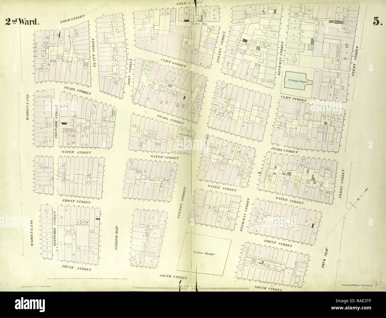 Plate 5: Map bounded by Gold Street, Ferry Street, Peck Slip, South ...