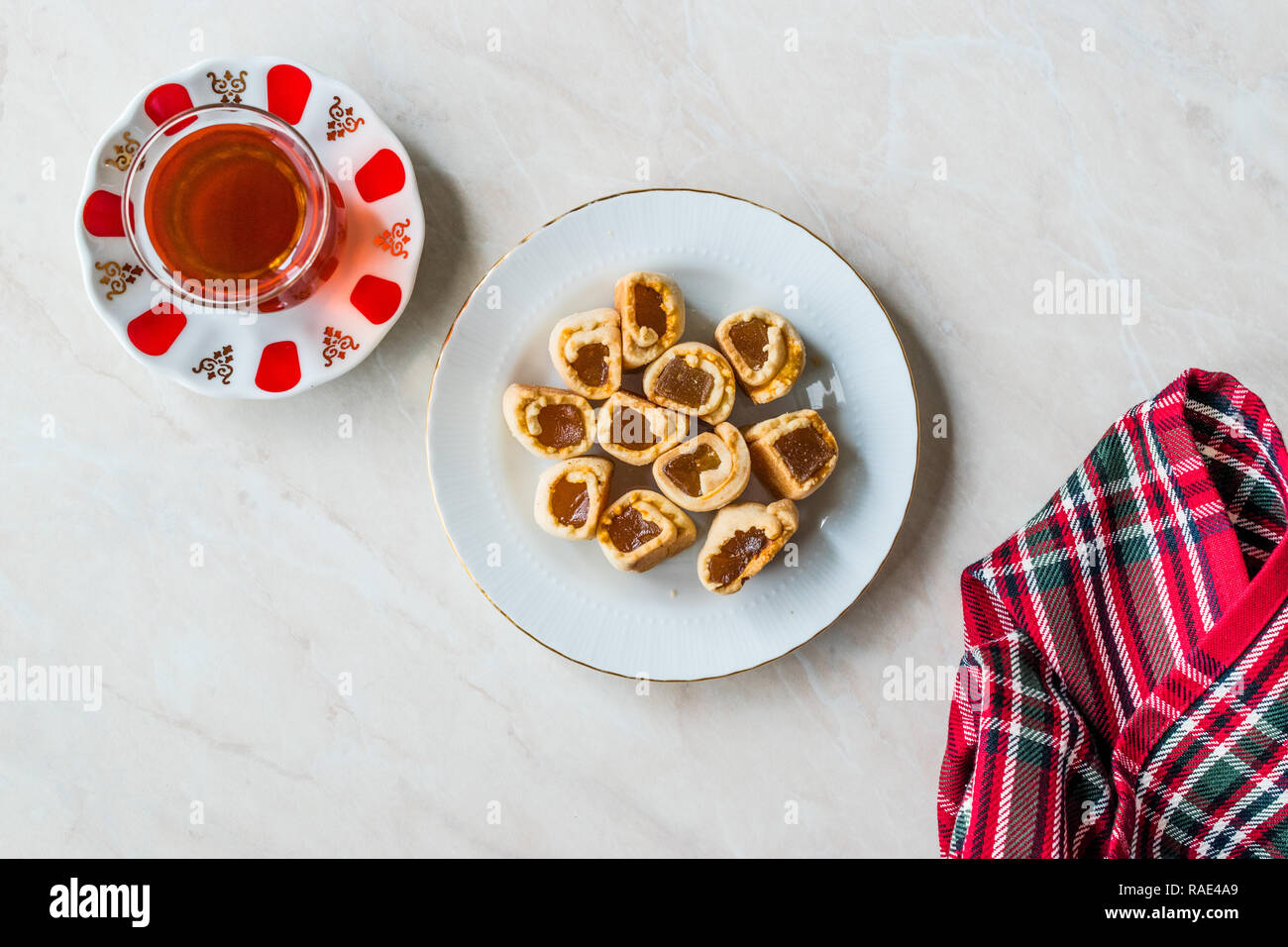 Homemade Turkish Delight Cookies with Traditional Tea / Biscuits ...