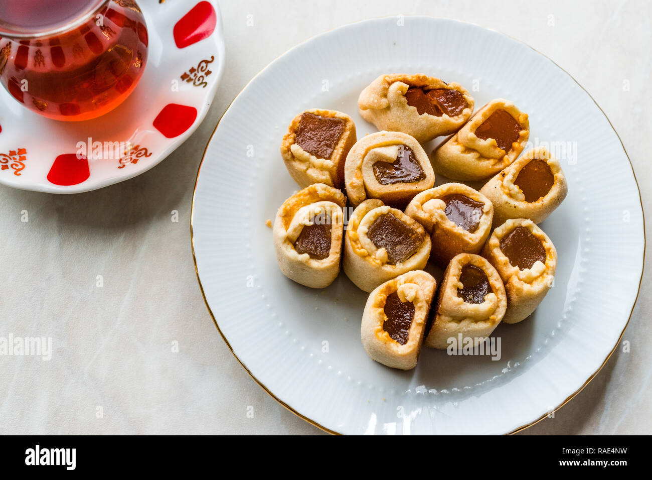 Homemade Turkish Delight Cookies with Traditional Tea / Biscuits ...