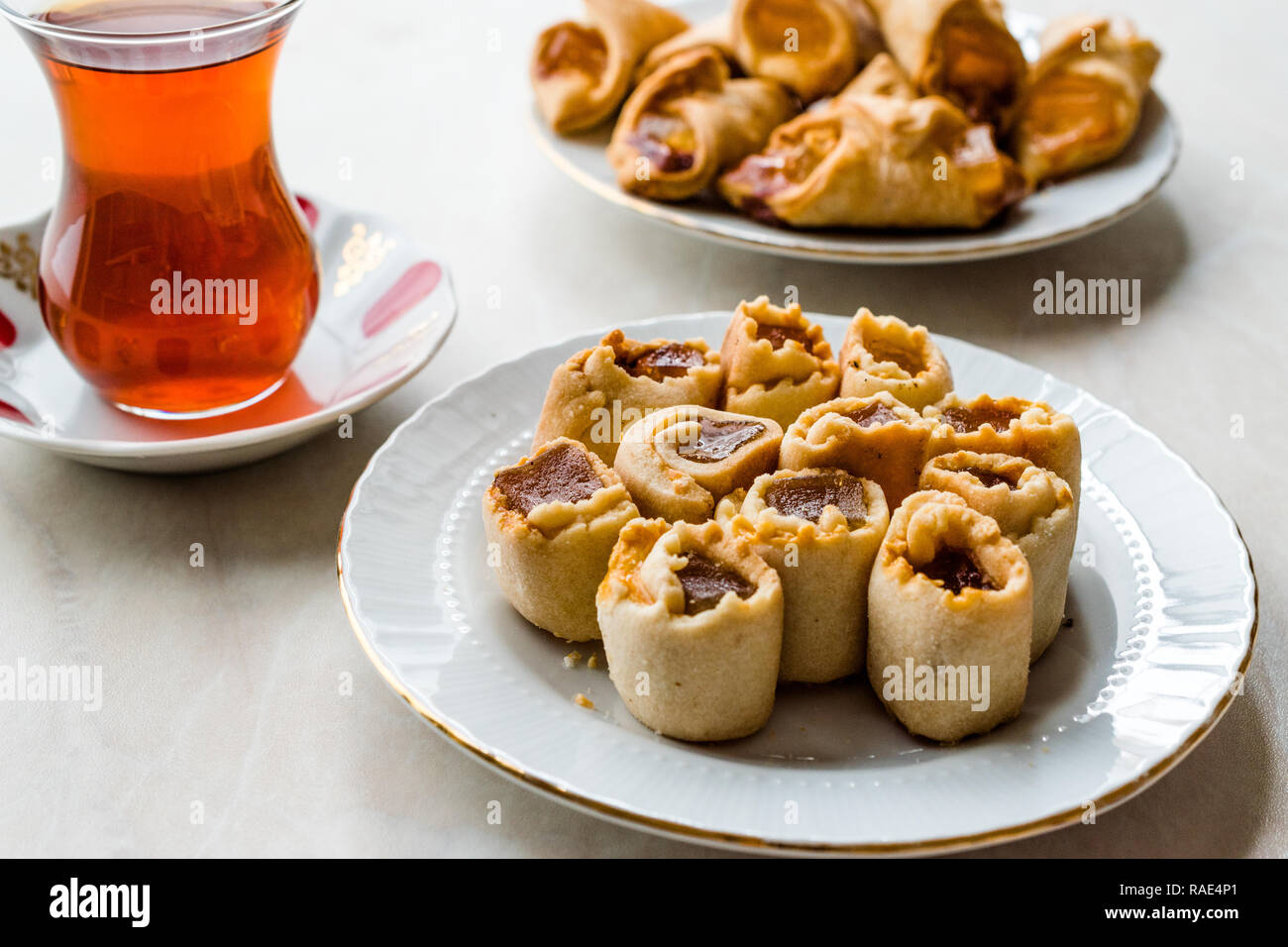 Homemade Turkish Delight Cookies with Traditional Tea / Biscuits ...