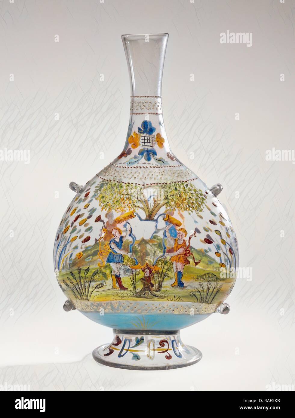 Pilgrim Flask, Venice, Veneto, Italy, about 1500 - 1520, Free-blown ...