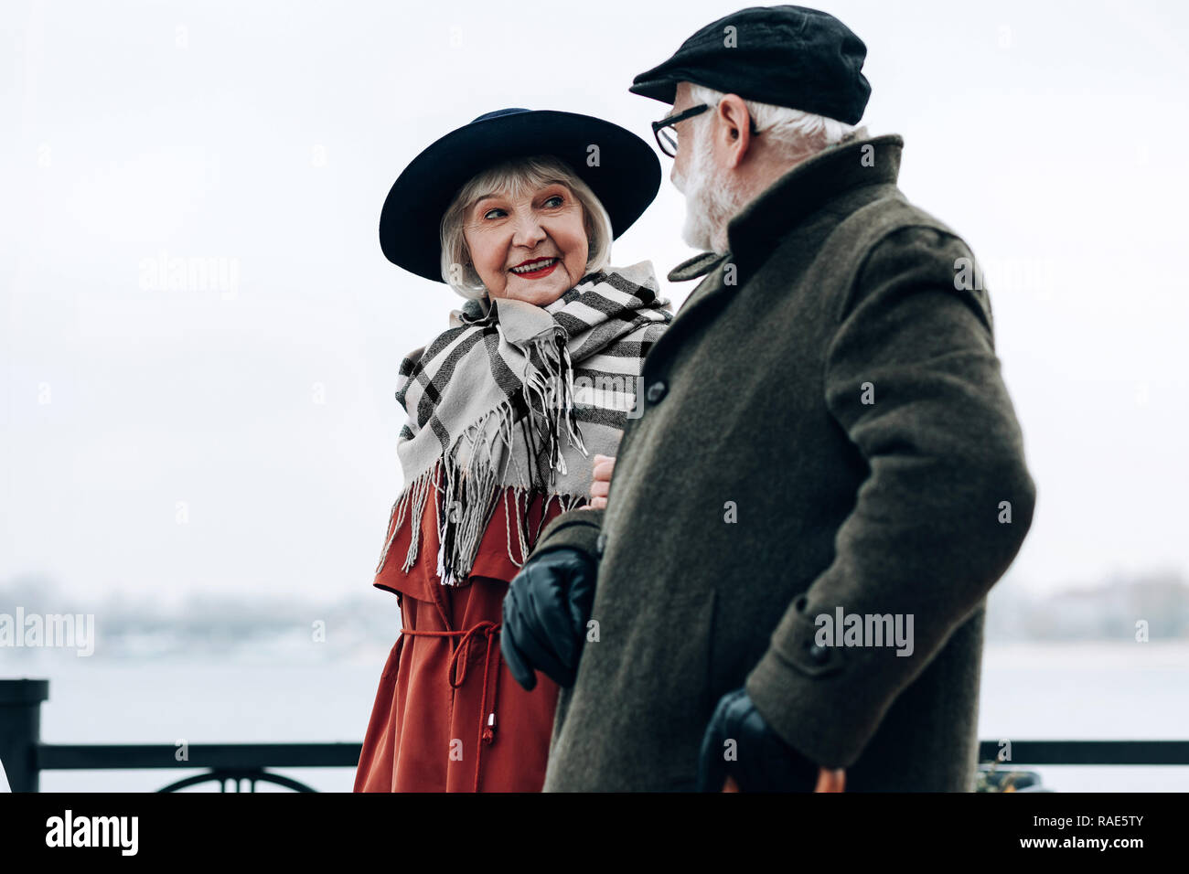 Amazing senior female person walking with her partner Stock Photo - Alamy